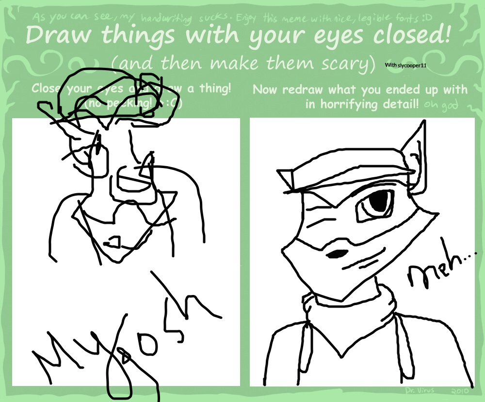 Draw with your eyes closed meme- Sly by slycooper11 on DeviantArt