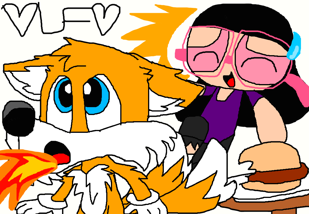 Drawing - Tails vs a Spicy Chicken Sandwich by LaceyPowerPuffGirl on DeviantArt