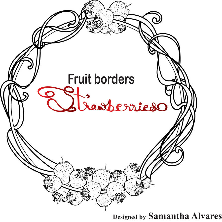 Strawberry borders (circle)- bw by samantha-alvares on DeviantArt