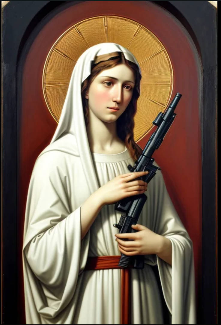 Virgin mary with a gun by L31n64t6n on DeviantArt