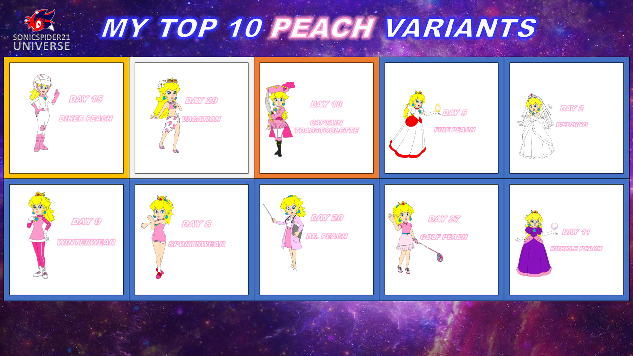 My Top 10 Peach Variants by DraginKYle44 on DeviantArt
