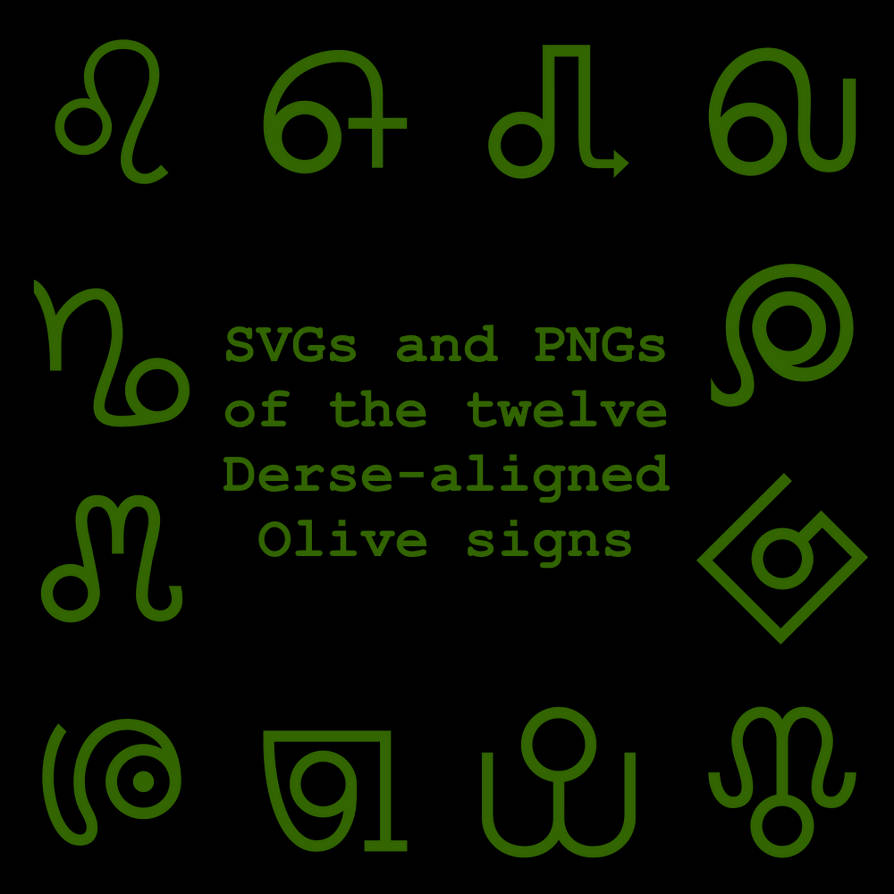 Extended Zodiac Vectors - Dersite Olive signs by Ylimegirl on DeviantArt