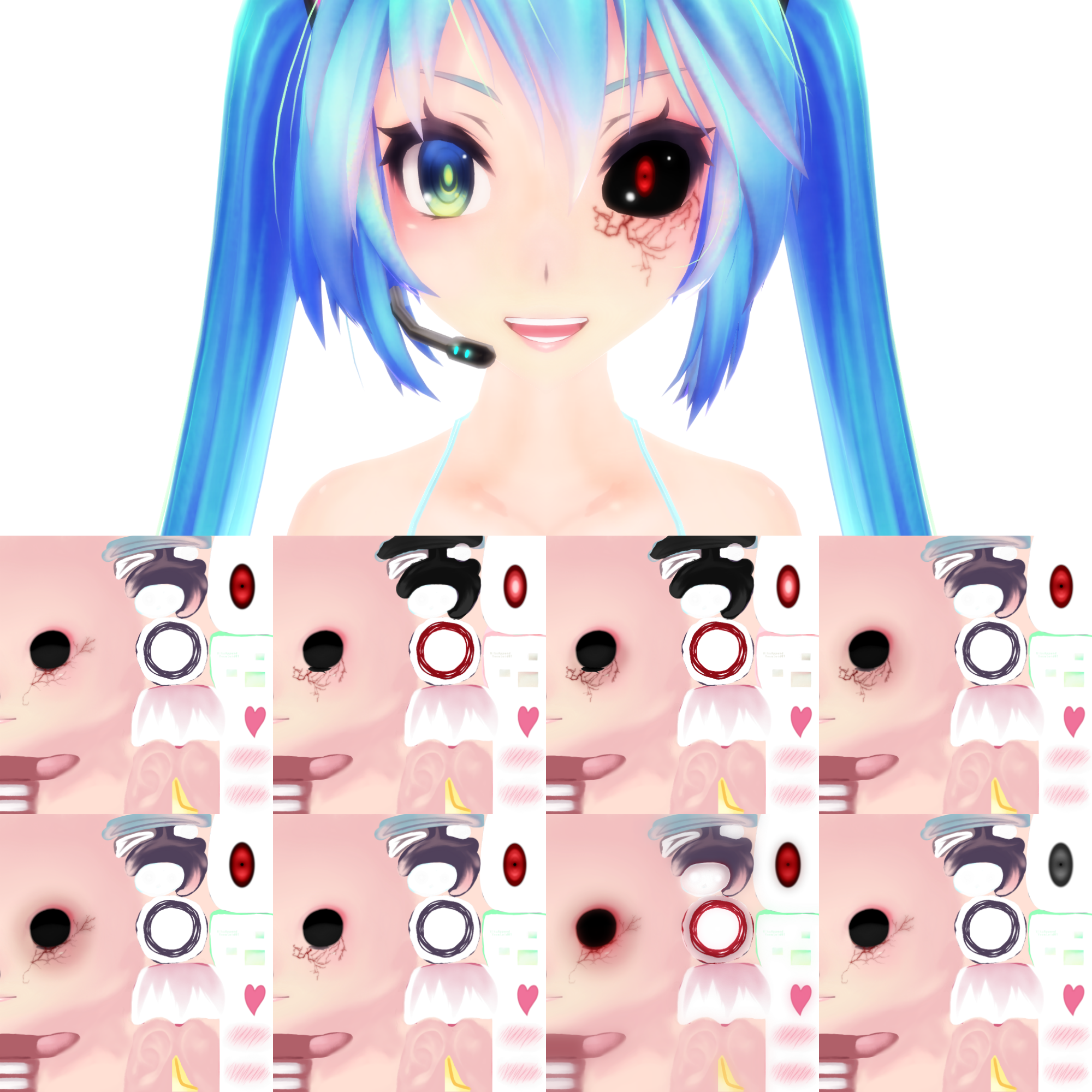 TDA Tokyo Ghoul UPDATED Face and Eye Texture by UtauRueCross on DeviantArt