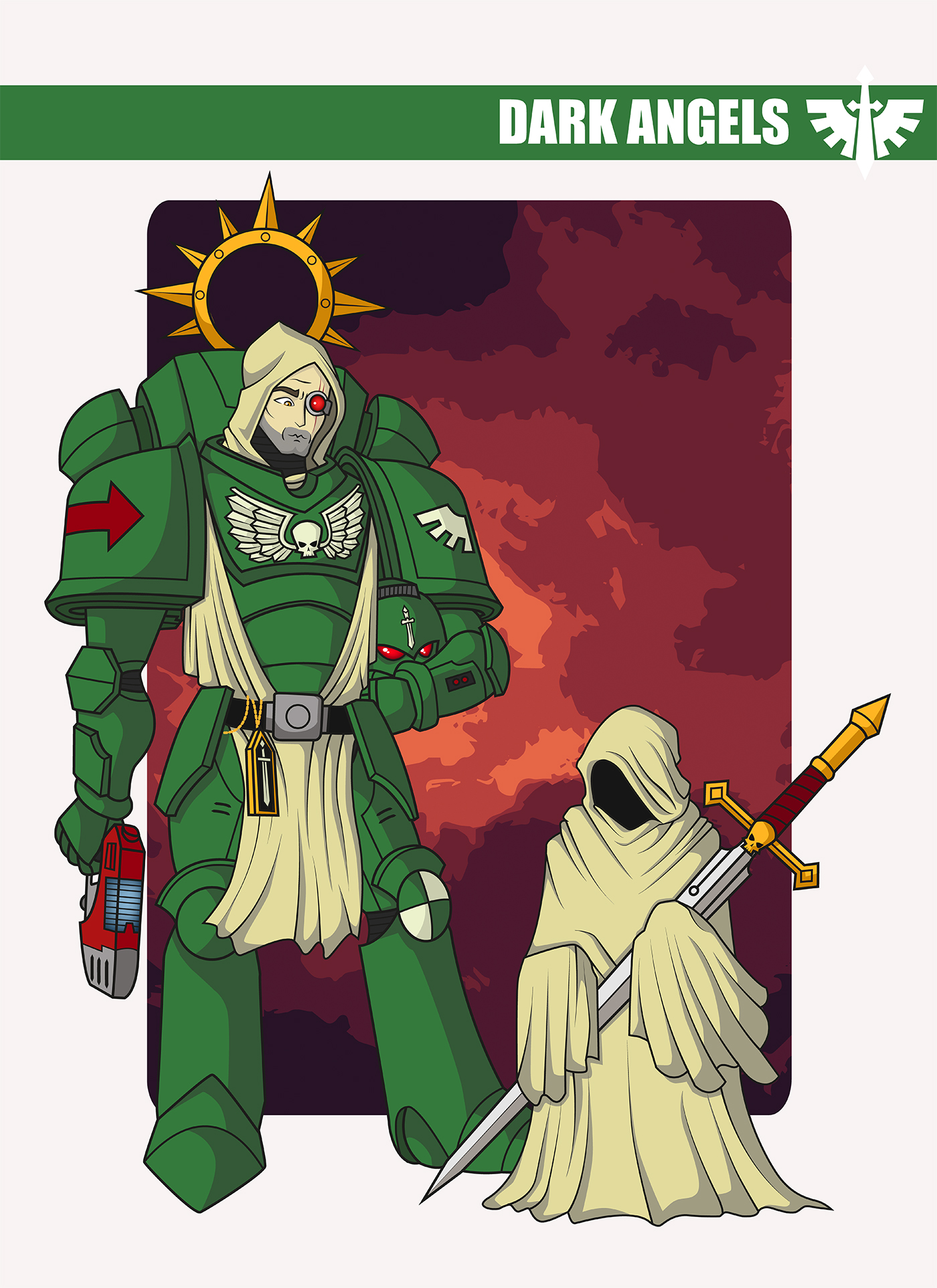 Dark Angels primaris and his watcher servant by Reaprycon on DeviantArt