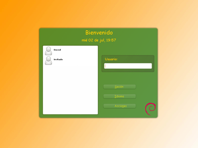 CustomOrange Debian GDM theme by Amitie10g on DeviantArt