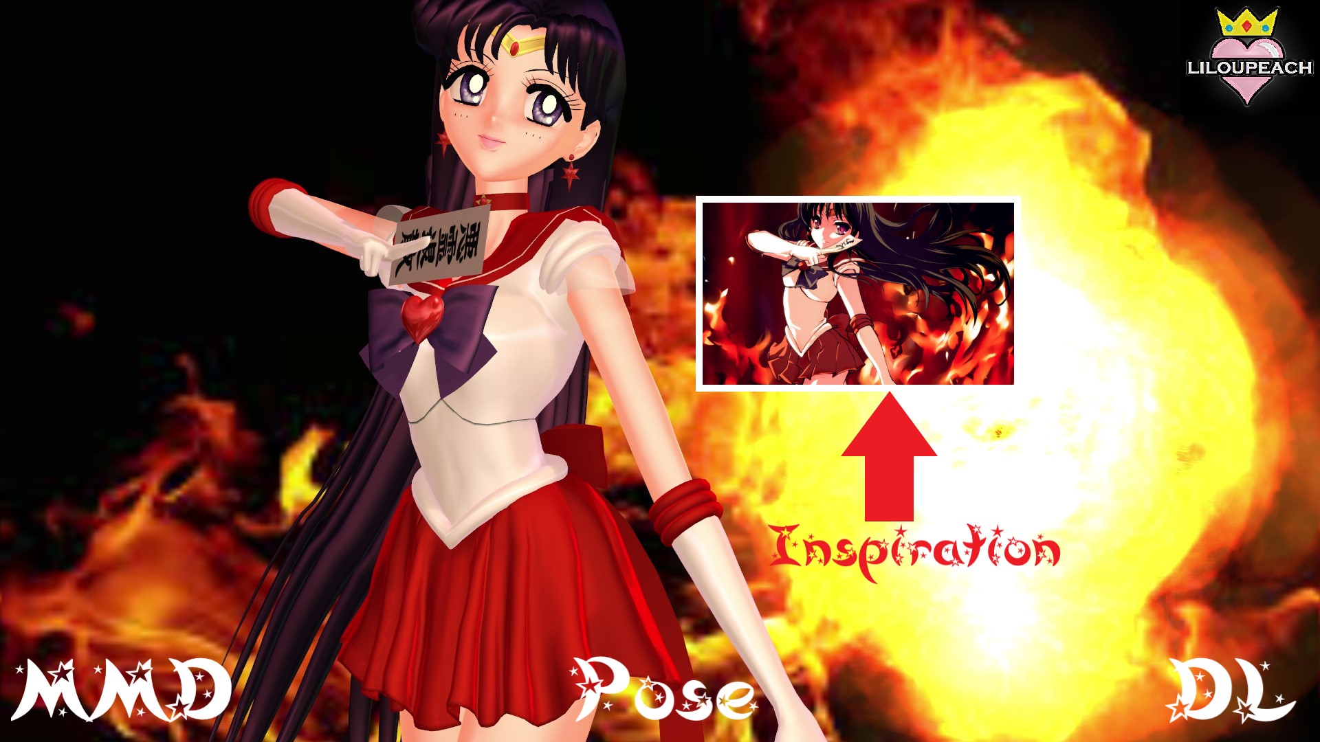 Sailor Mars is on fire MMD Pose DL by liloupeach on DeviantArt