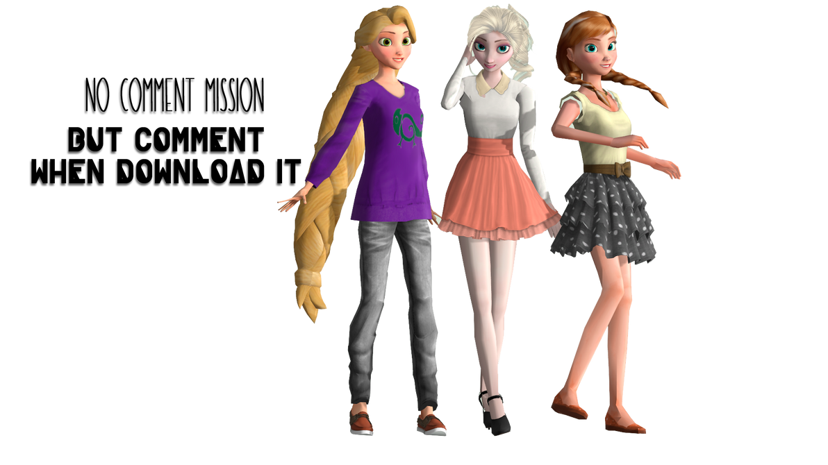 MMD Modern Rapunzel, Elsa and Anna Download by Katsura-chan72 on DeviantArt
