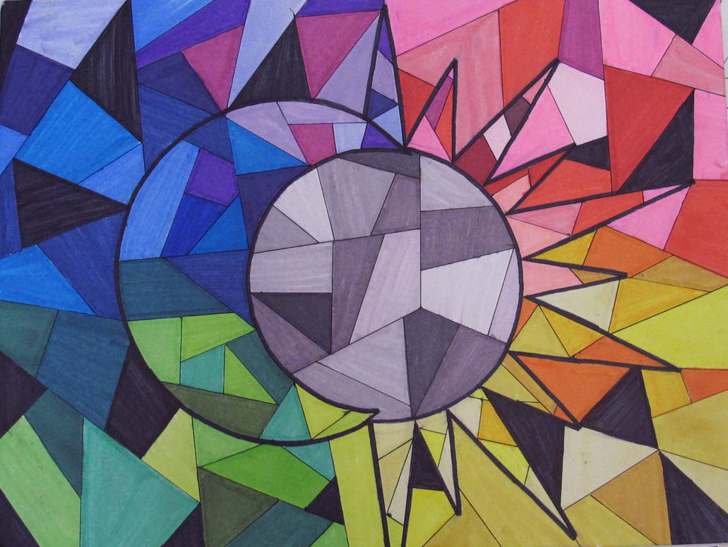 Cubism Sun and Moon By Katrina French by RoseAlice1 on DeviantArt