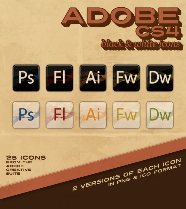 Adobe CS4 B and W Icons by ThorValhalla on DeviantArt