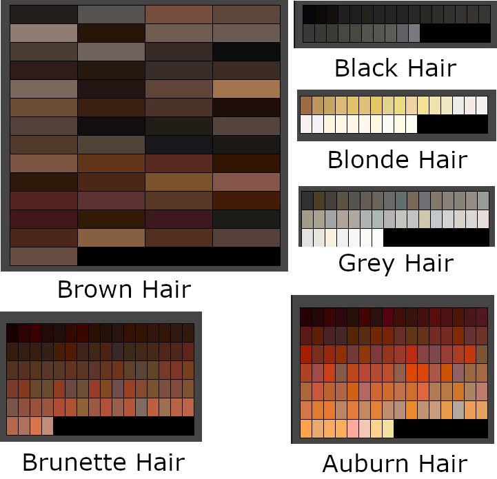 6 Hair palettes by sallyannester on DeviantArt