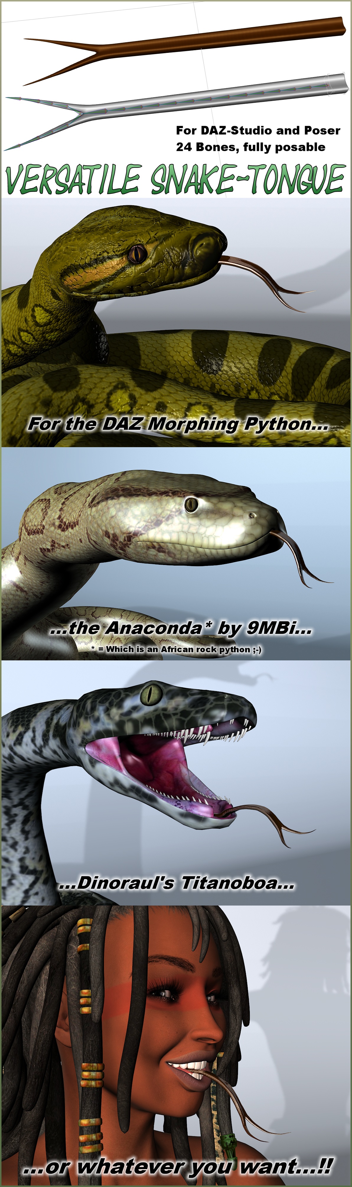 Snake-Tongue for Poser/DAZ-Studio by ancestorsrelic on DeviantArt