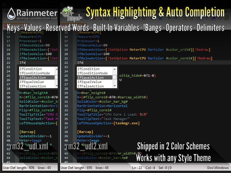Rainmeter Syntax Highlighting Auto Completion NP++ by schulabschluss on DeviantArt