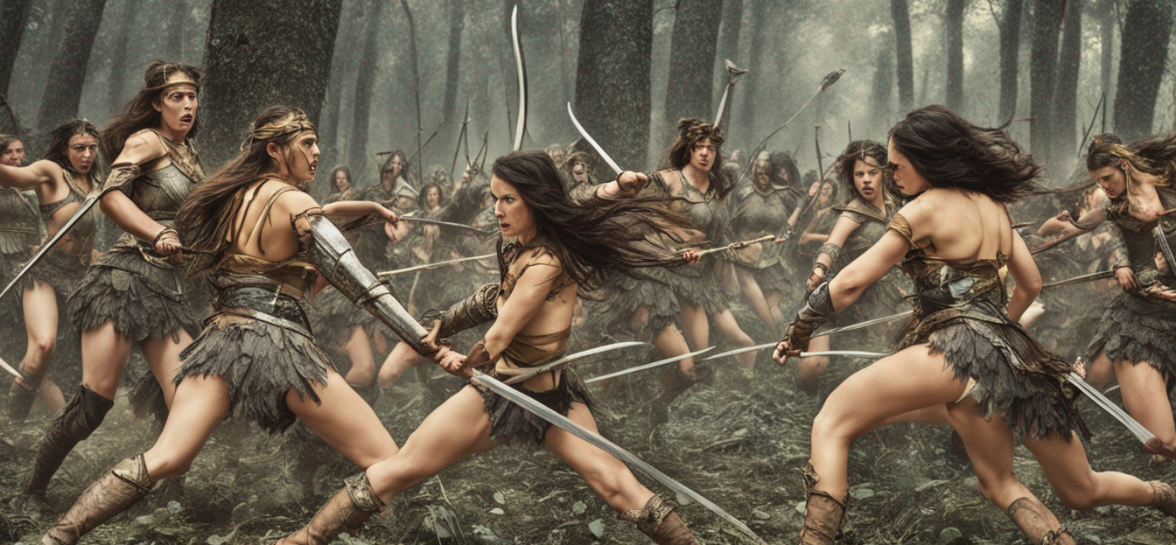 amazons attack women warriors in a forest by JayBeeZee on DeviantArt
