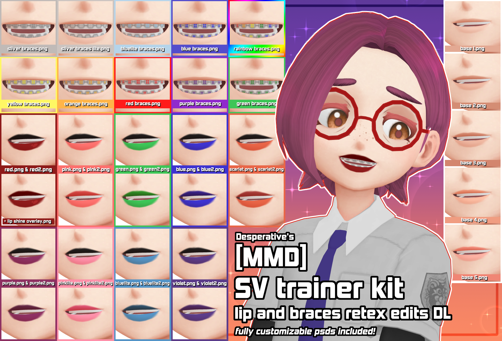 [MMD SV Trainer Kit] Lipstick / Braces edits DL by hoodsu on DeviantArt