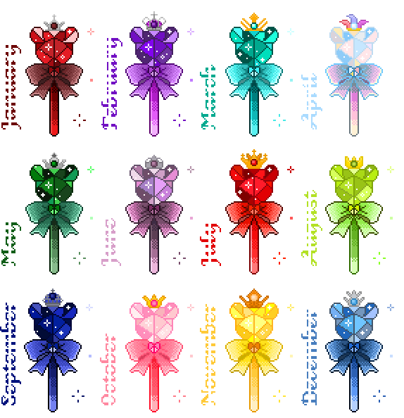 Birthstone Battle Wands by wonderingwellow on DeviantArt