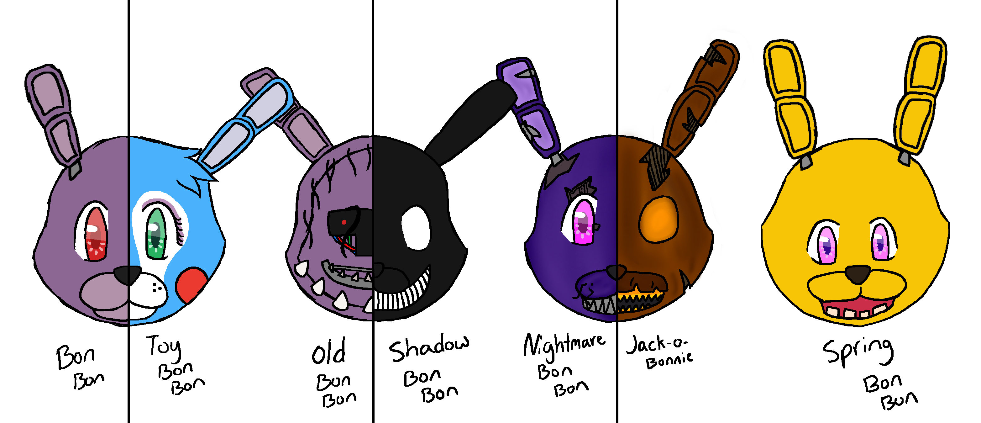 All Bonnie Characters by BerryMint2015 on DeviantArt