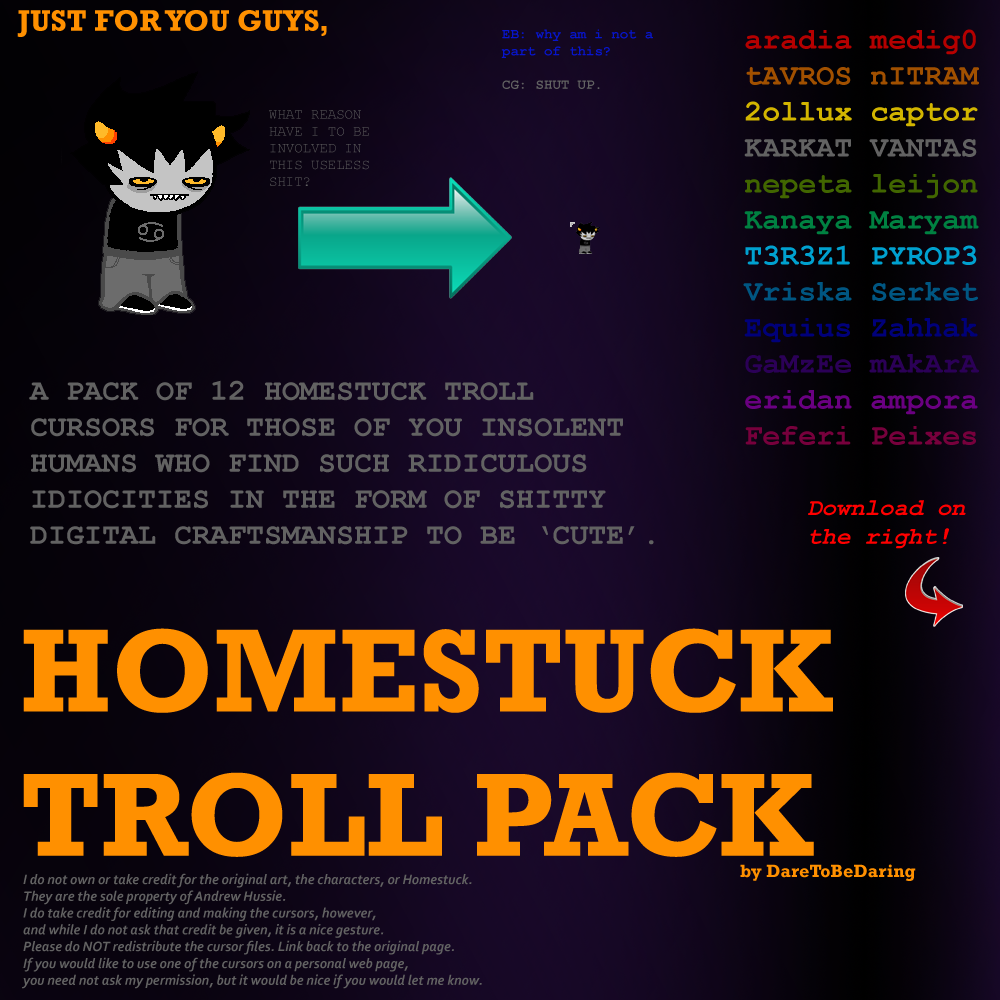 12 Free Homestuck Troll Cursors by DareToBeDaring on DeviantArt