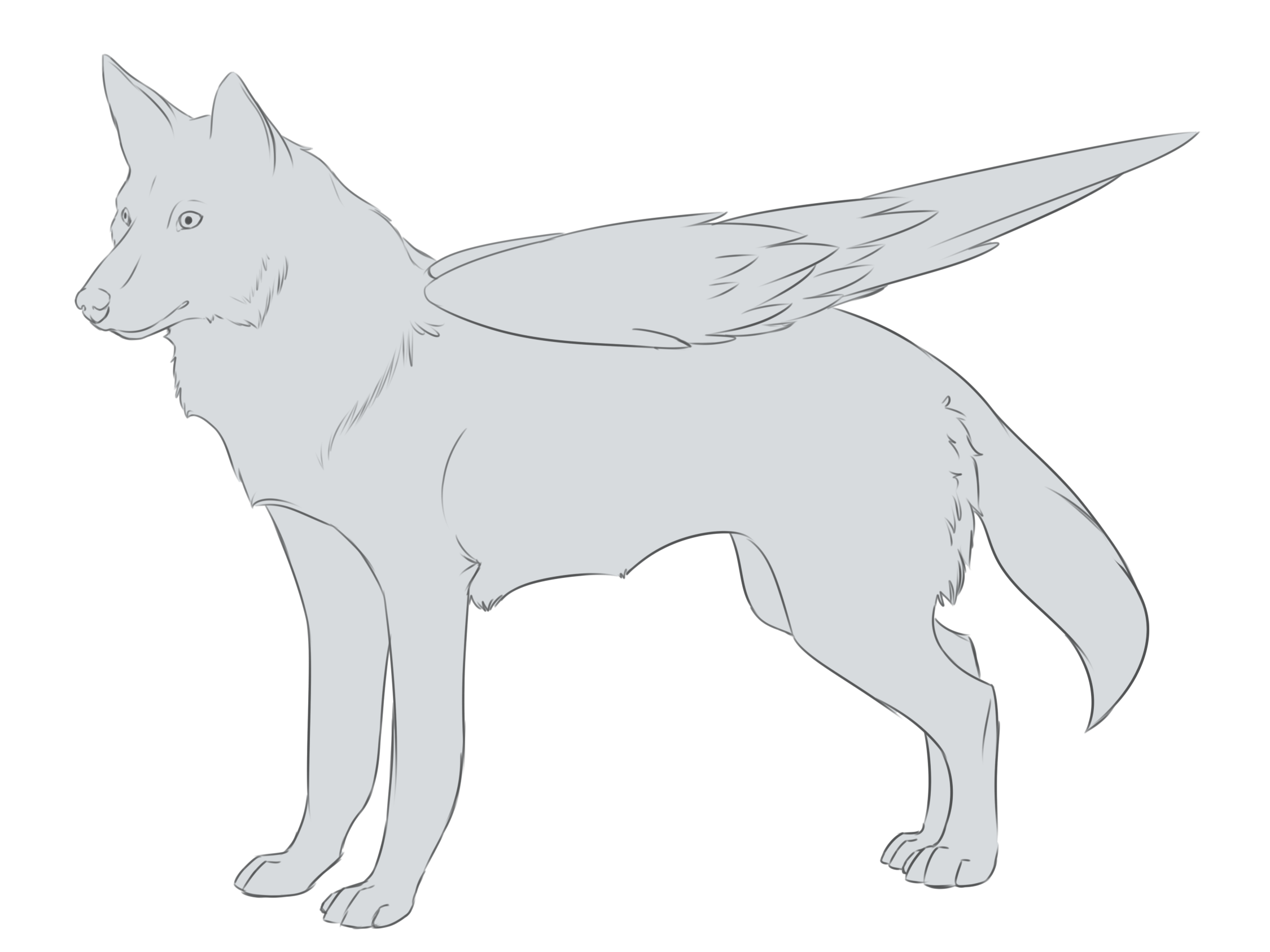 Free Winged Wolf Lineart by KChain on DeviantArt