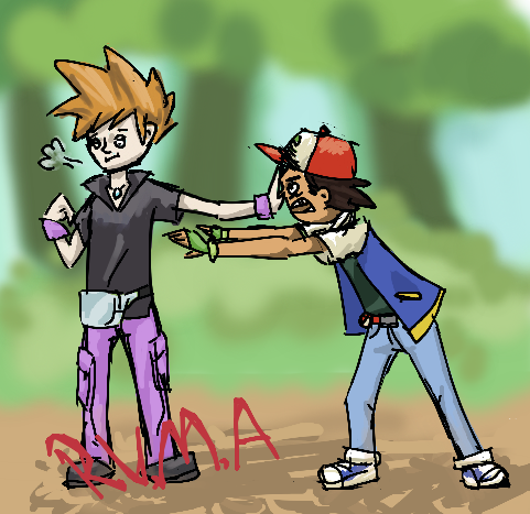 Ash vs Gary by Ebecka on DeviantArt