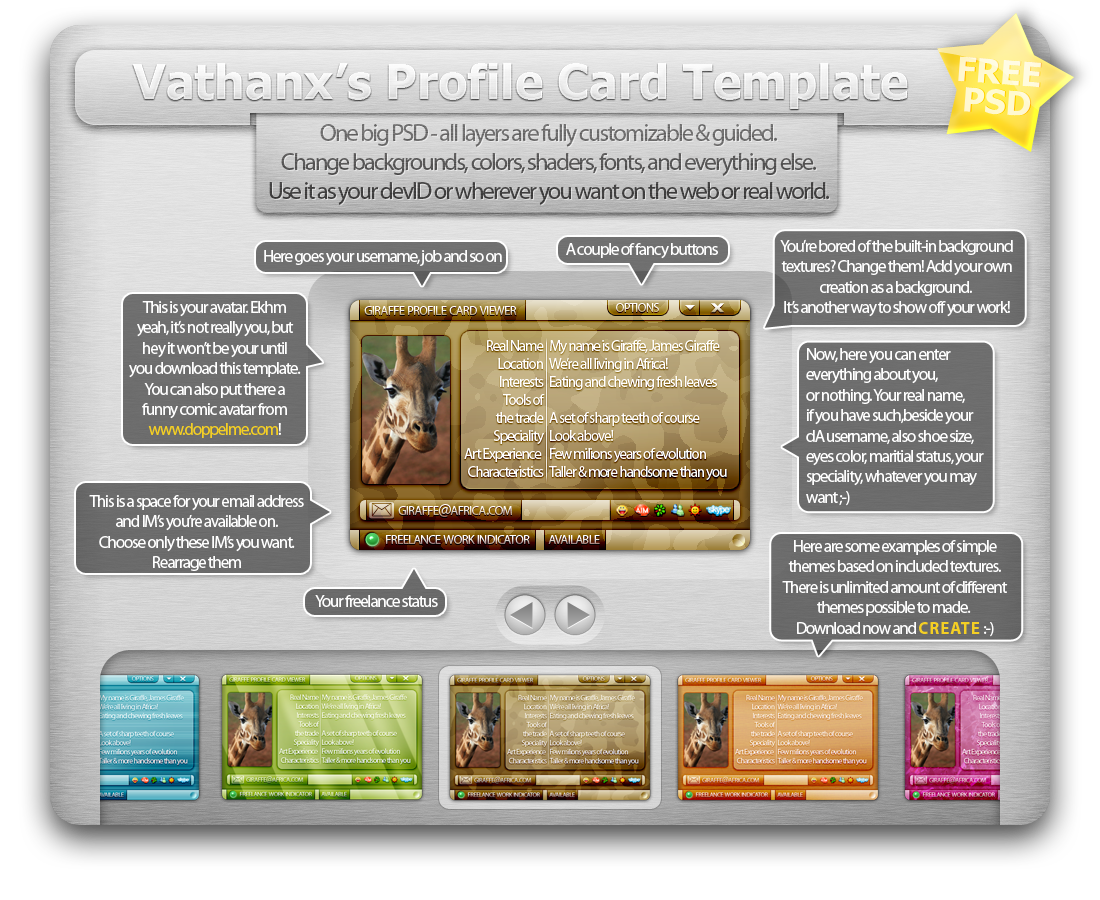Profile Card Template PSD by Vathanx on DeviantArt