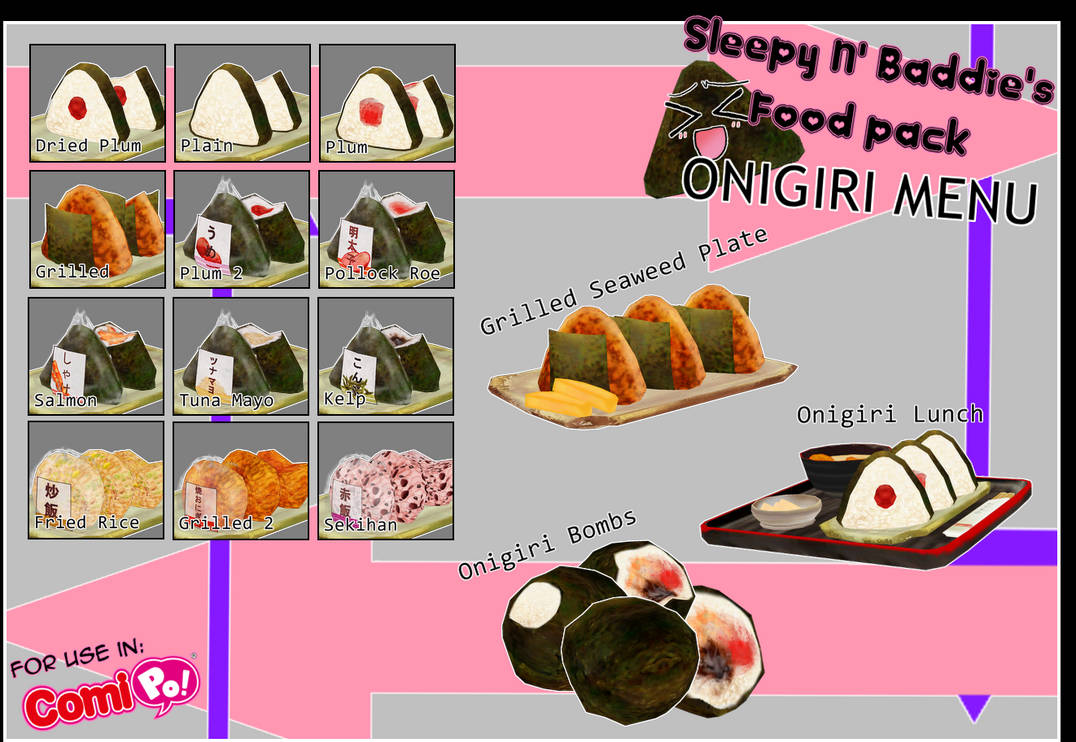 Sleepy 'n Baddies Food Pack - Onigiri by bakedbaddie on DeviantArt