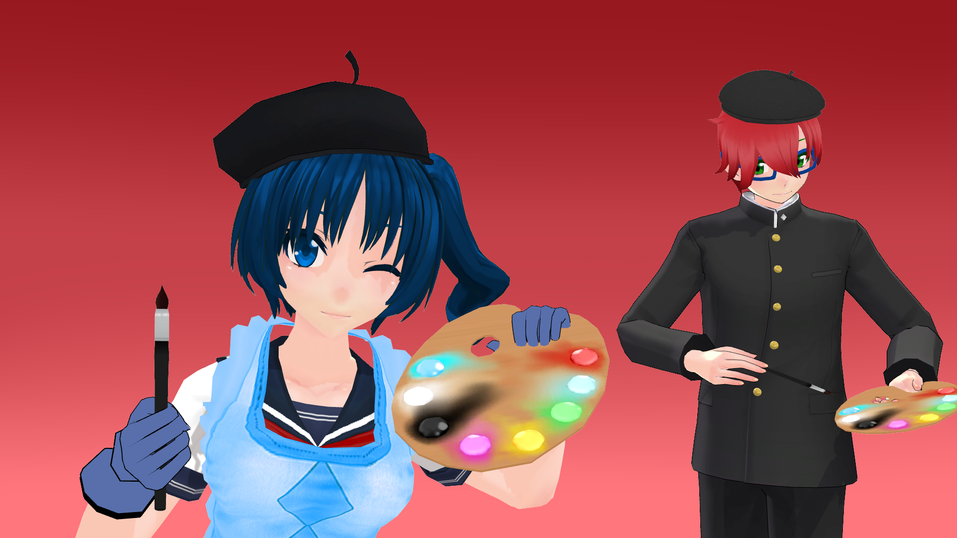 [MMDxYanSim] Palette and PaintBrush [DL] by MAEB136 on DeviantArt