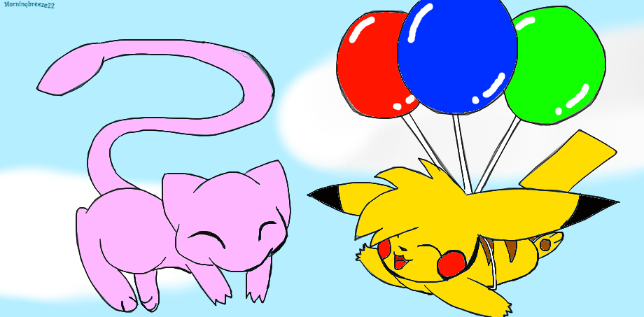 Pikachu and Mew by Morningbreeze22 on DeviantArt