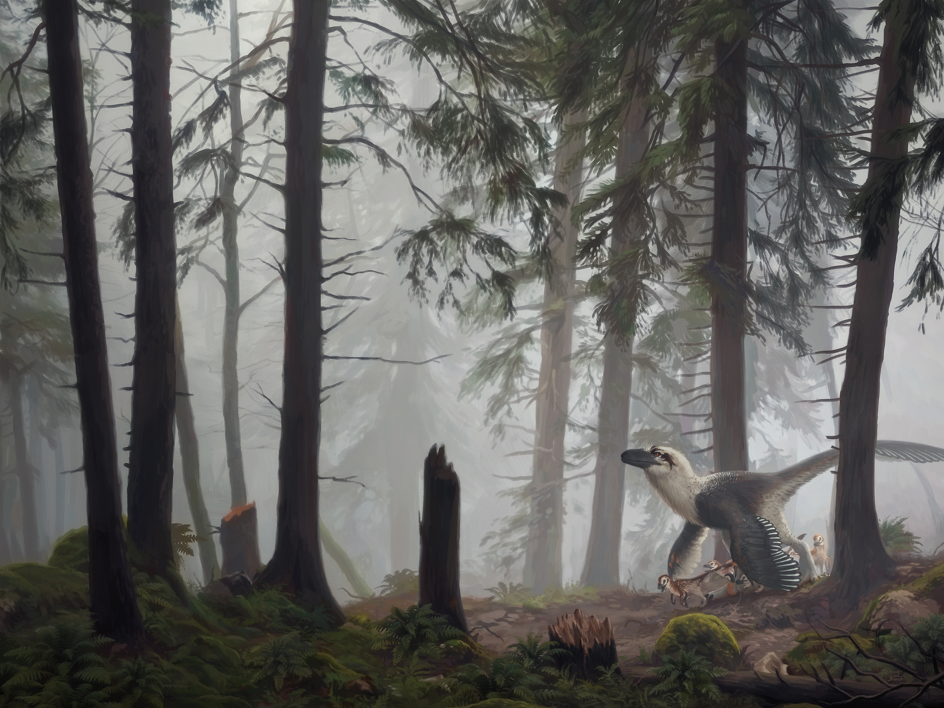 Dakotaraptor with hatchlings by Akeiron on DeviantArt