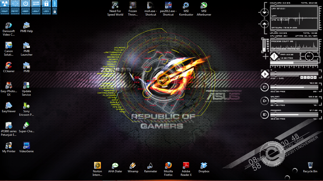 republik of gamers rainmeter by farisinsua on DeviantArt