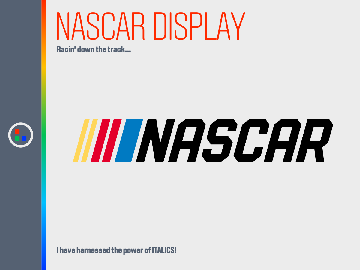 NASCAR Display by LyricWest on DeviantArt