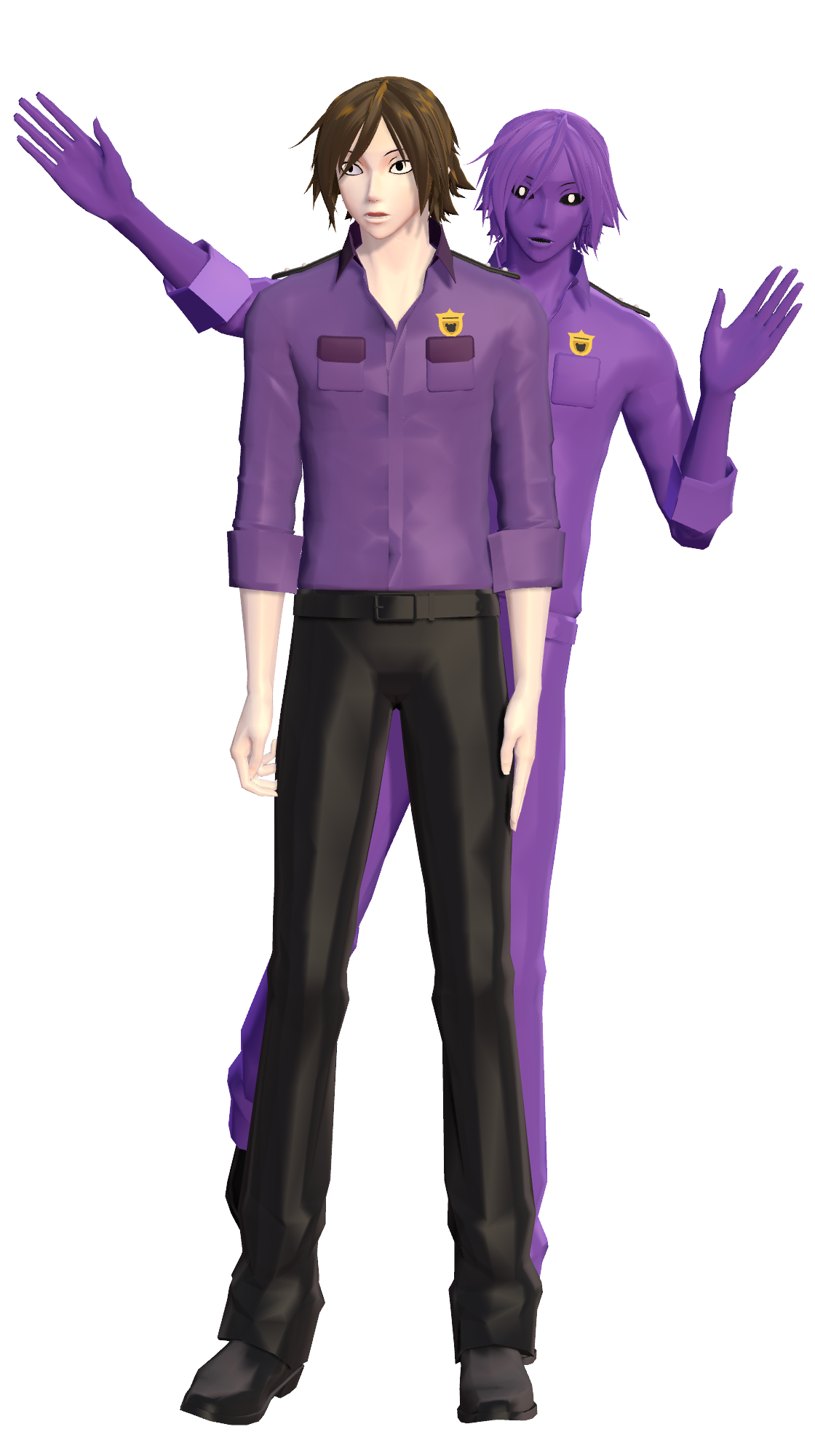 Mmd Chico Morado Y Violeta Pelo Negro Hime Corte Lila Morado,