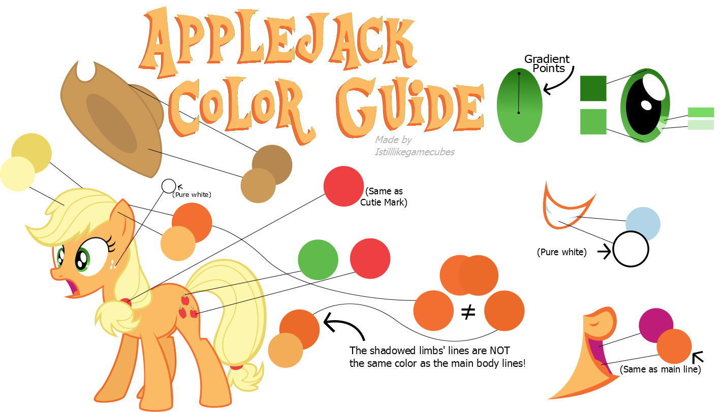 Applejack Color Guide (Colors From Hubworld) by Haspet on DeviantArt