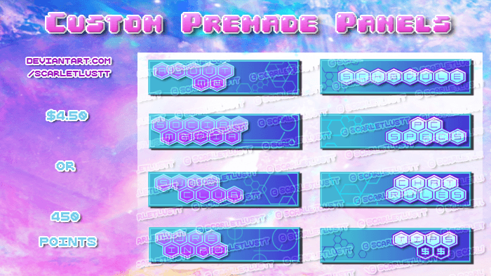 Purple Blue Hexagon Twitch Panels | Premade by ScarletLustt on DeviantArt