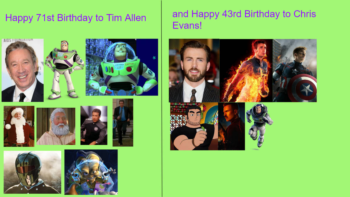 H71stB to Tim Allen and H43rdB to Chris Evans! by Rizwanb11 on DeviantArt