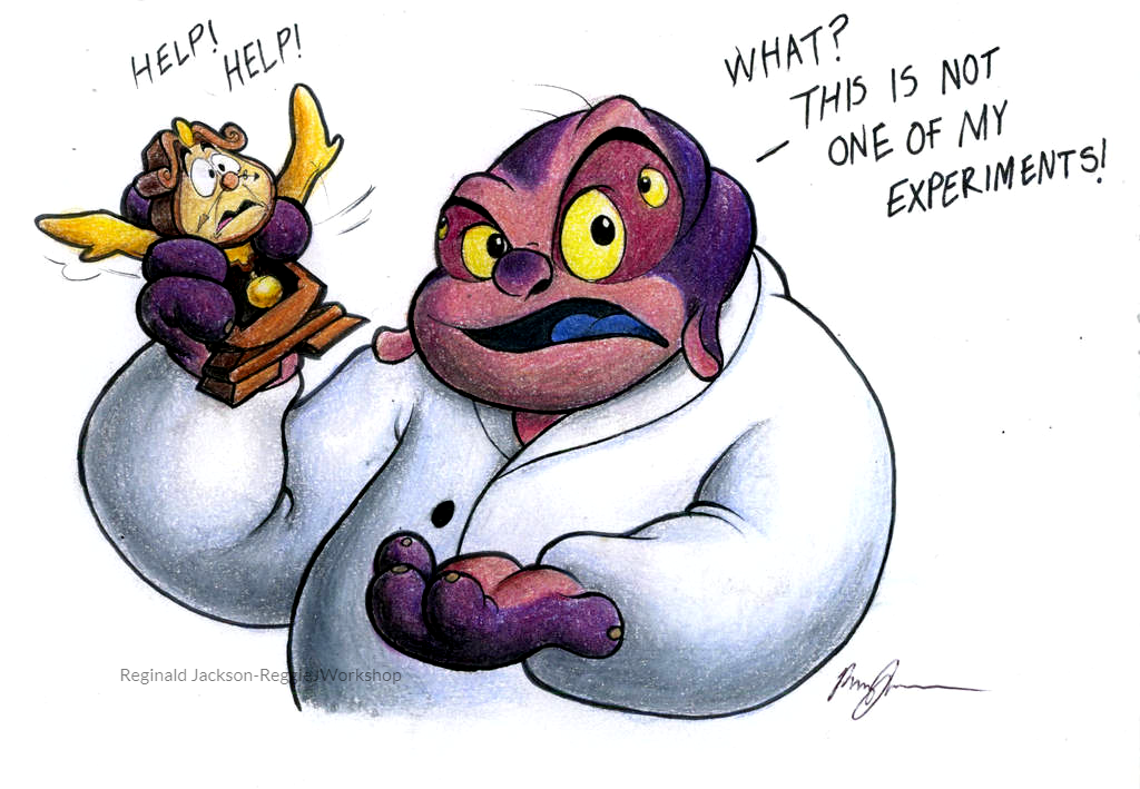 Jumba and Cogsworth ( in color) by ReggieJWorkshop on DeviantArt