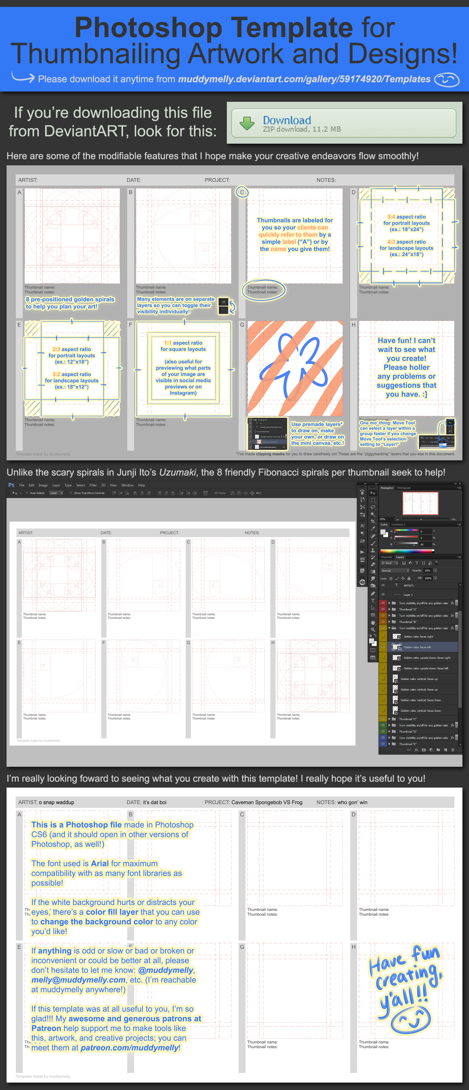 Photoshop Template for Thumbnailing Art + Designs by muddymelly on ...