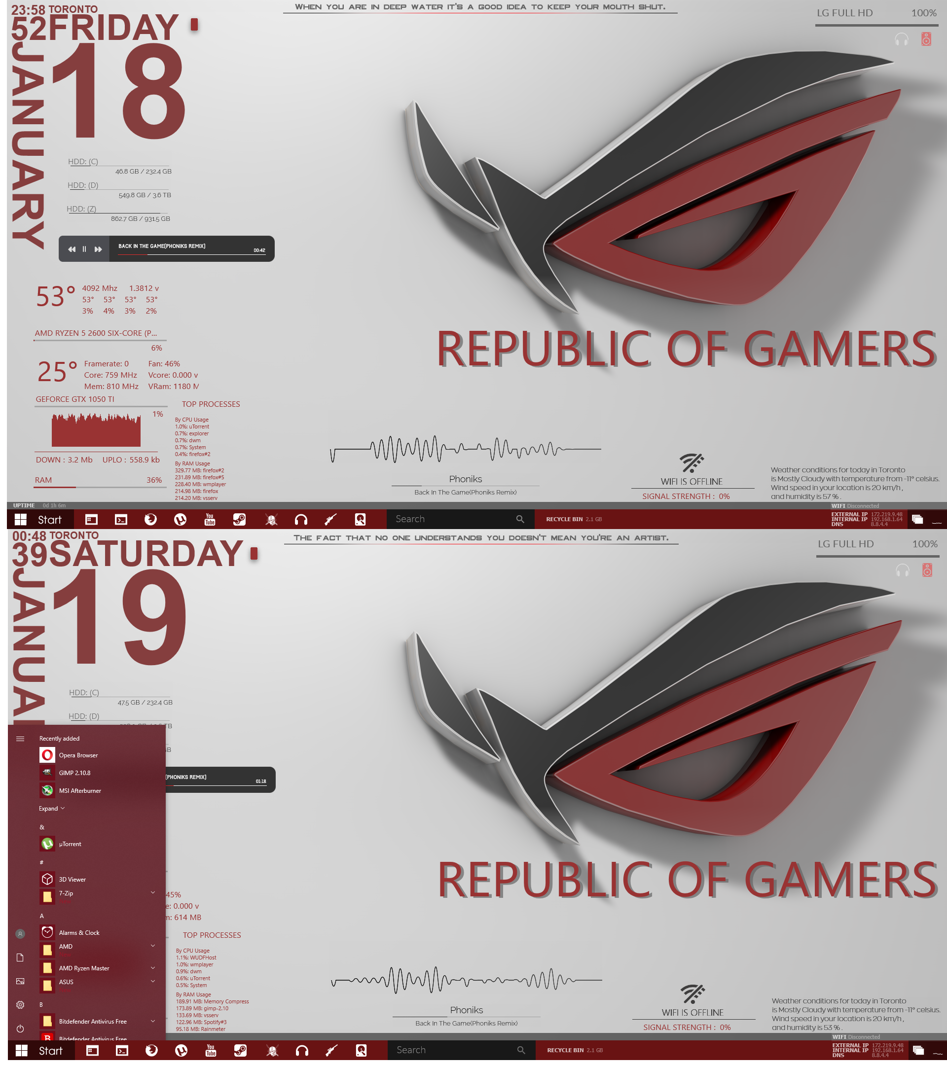 ROG Republic of Gamers Rainmeter Skin by ACanadianGuy on DeviantArt