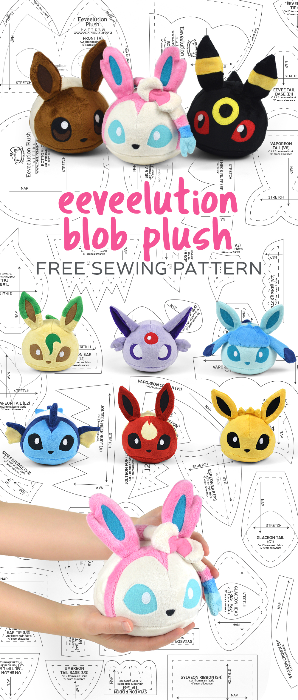 Eevee Evolution Blob Plush Sewing Pattern by SewDesuNe on DeviantArt