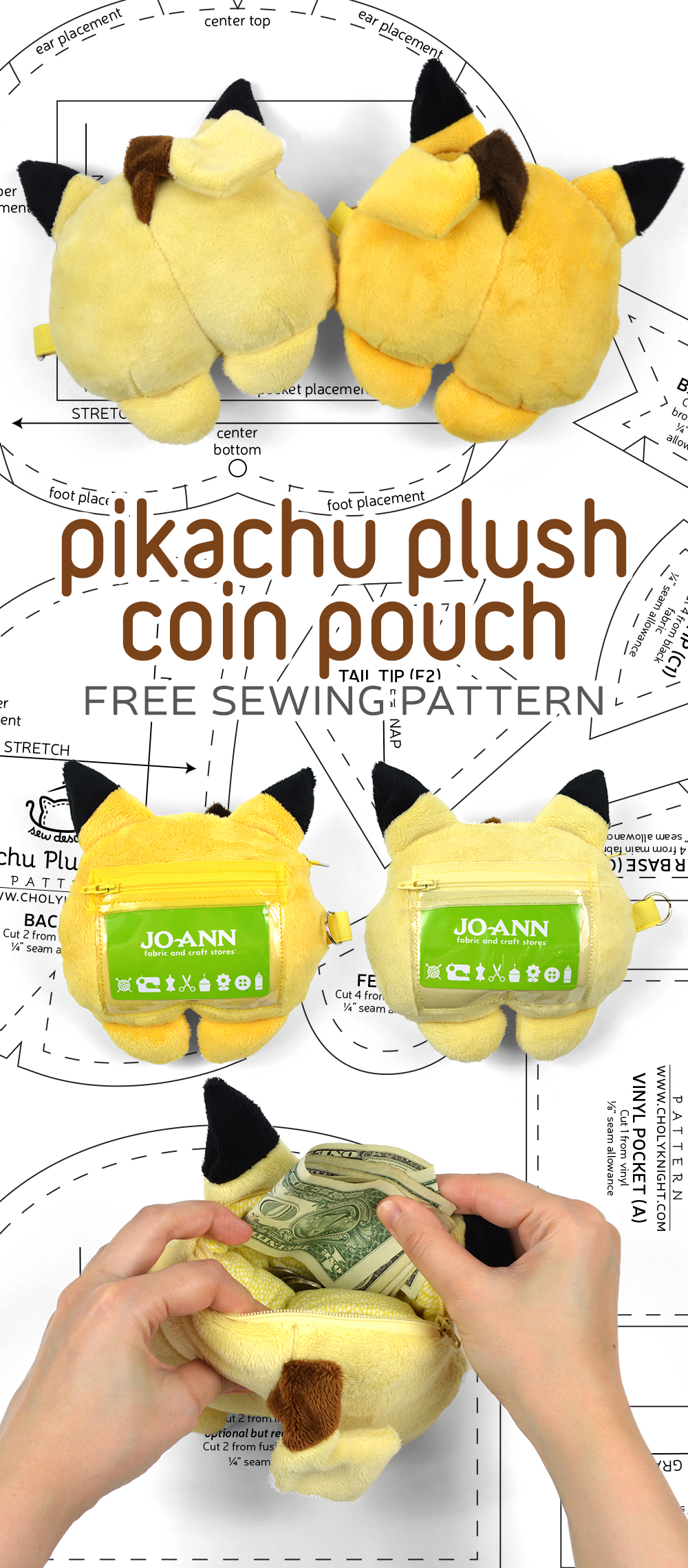 Pikachu Plush Pouch Sewing Pattern by SewDesuNe on DeviantArt