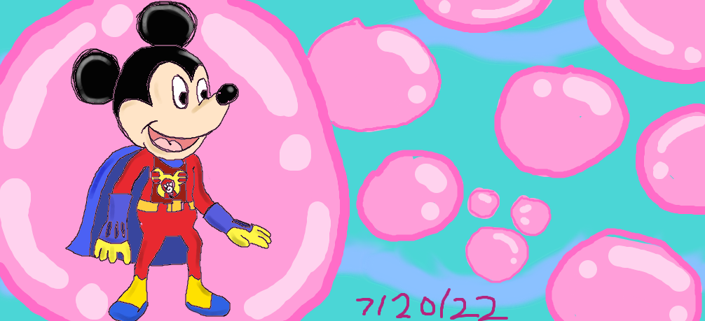 Super Mickey floating in a super bubble by SuperGirlDeyonah on DeviantArt