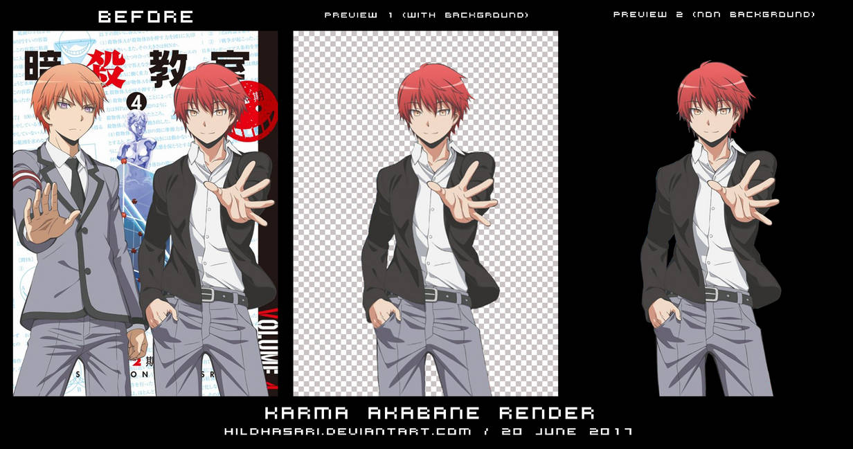 Akabane Karma Render 1 (with original) by HildhaSari on DeviantArt