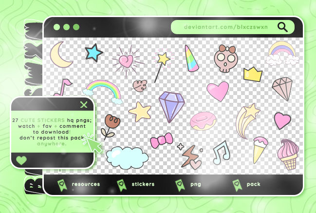 cute stickers #02 (png pack) by blxczswxn on DeviantArt