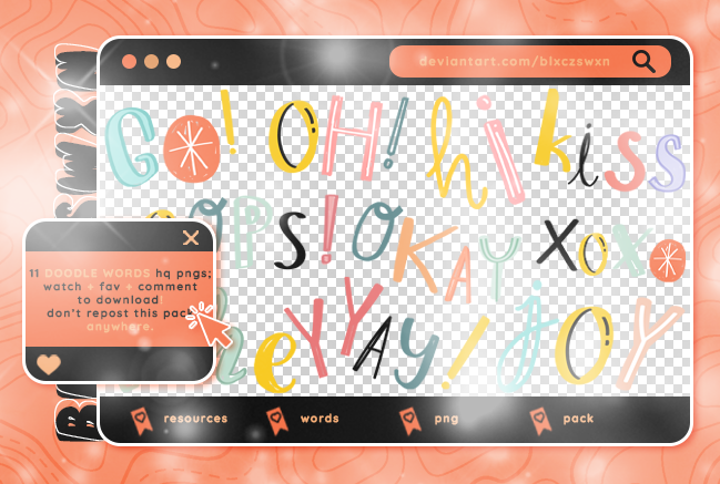 doodle words #01 (png pack) by blxczswxn on DeviantArt