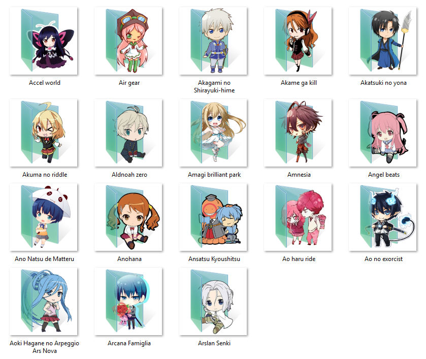 Anime folder icon pack (A) by ColourfulKiwi on DeviantArt