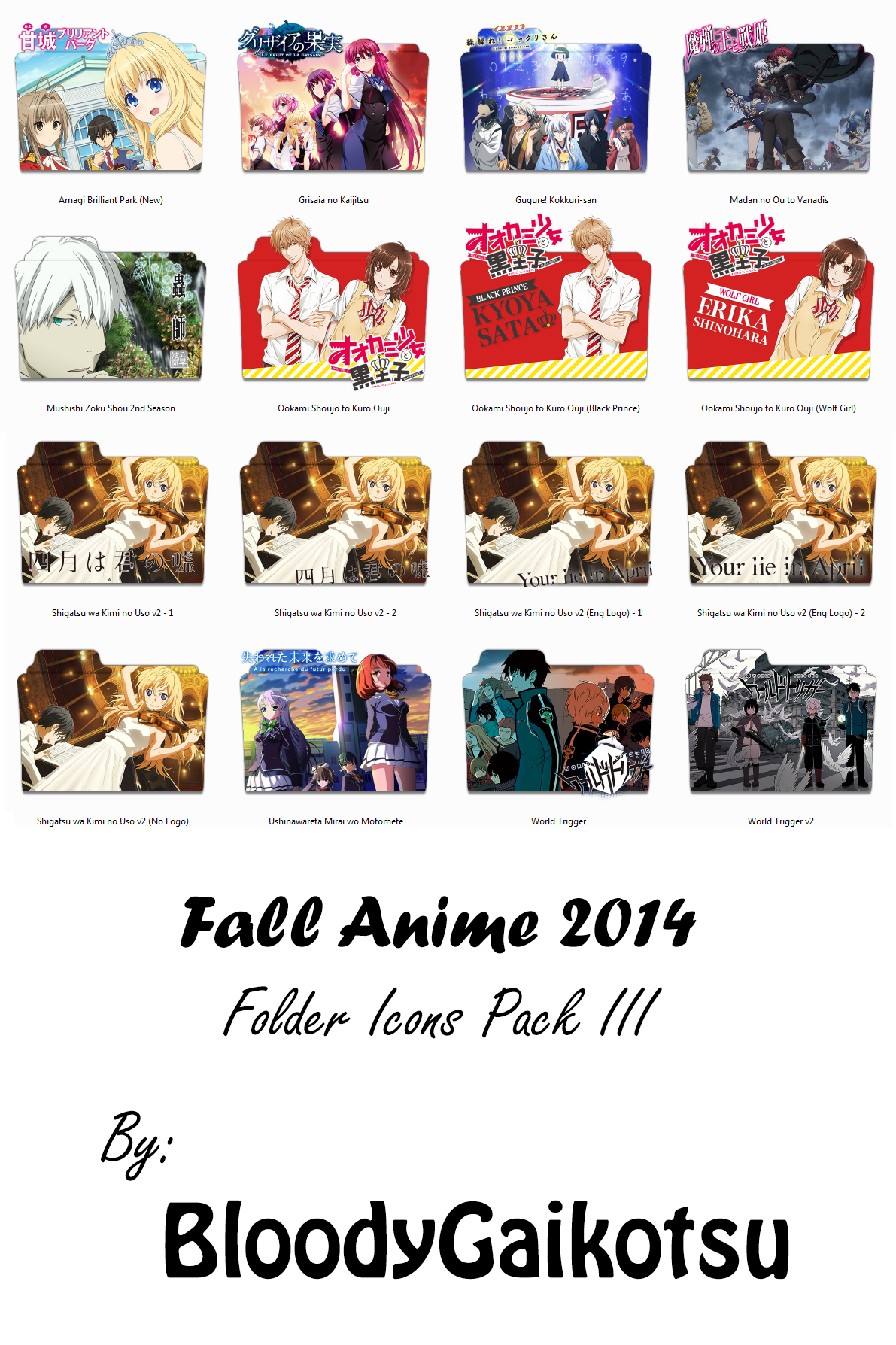 Fall Anime 2014 Folder Icons Pack III by BloodyGaikotsu on DeviantArt