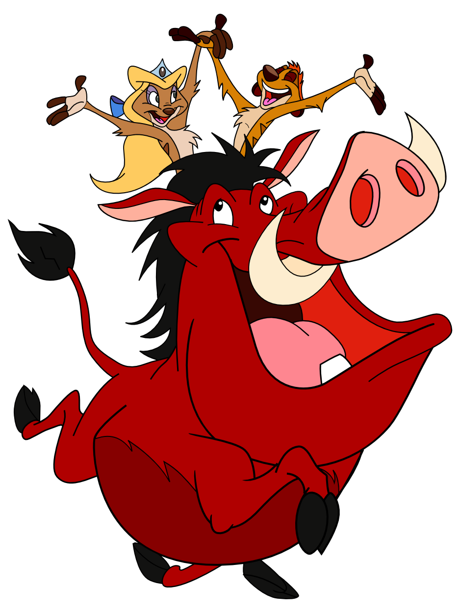 Timon and Tatiana riding on Pumbaa (vector) by DecaTilde on DeviantArt