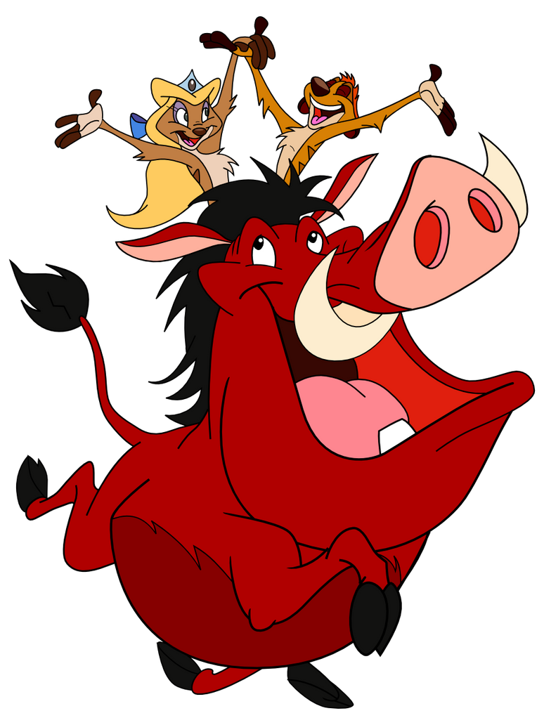 Timon and Tatiana riding on Pumbaa (vector) by DecaTilde on DeviantArt