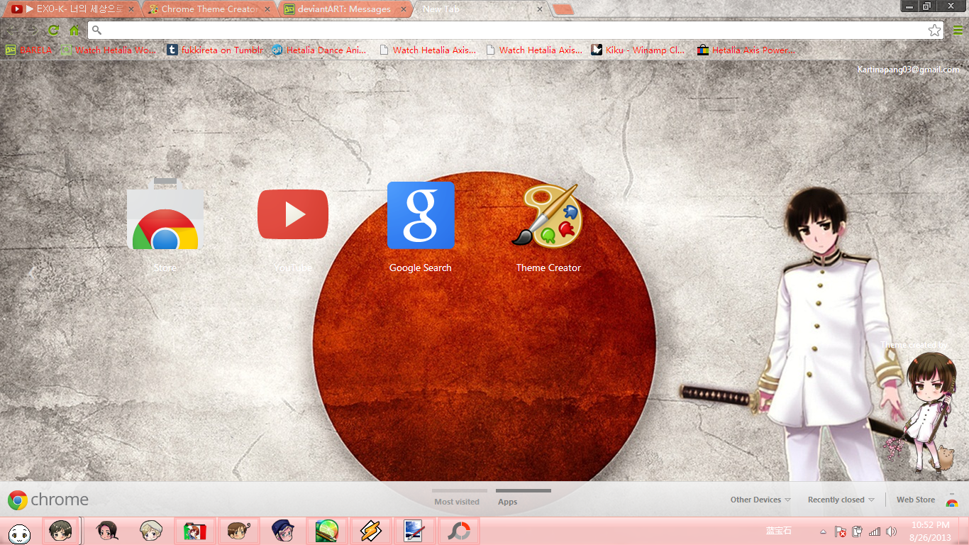 Hetalia Japan chrome theme v2 by BARELA on DeviantArt
