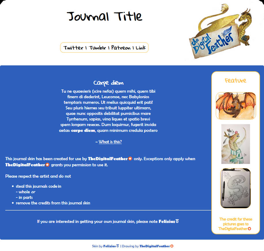 TheDigitalFeather journal skin v2 by Felizias on DeviantArt