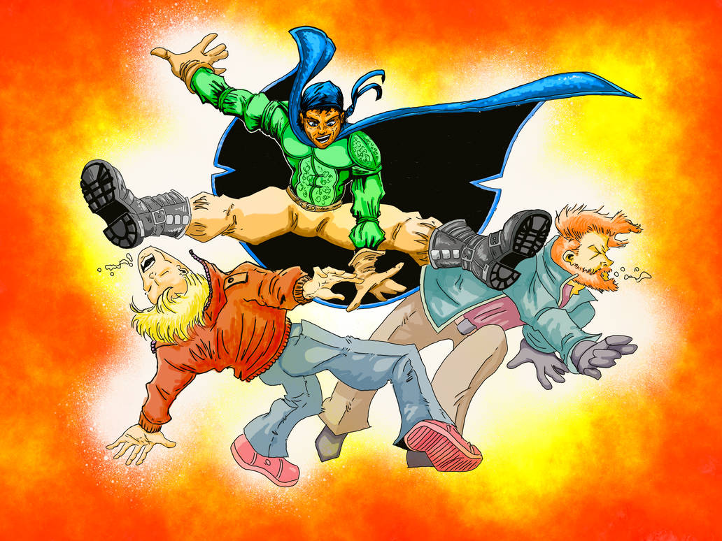 hero with Explosion by MilkmanOfDoom on DeviantArt